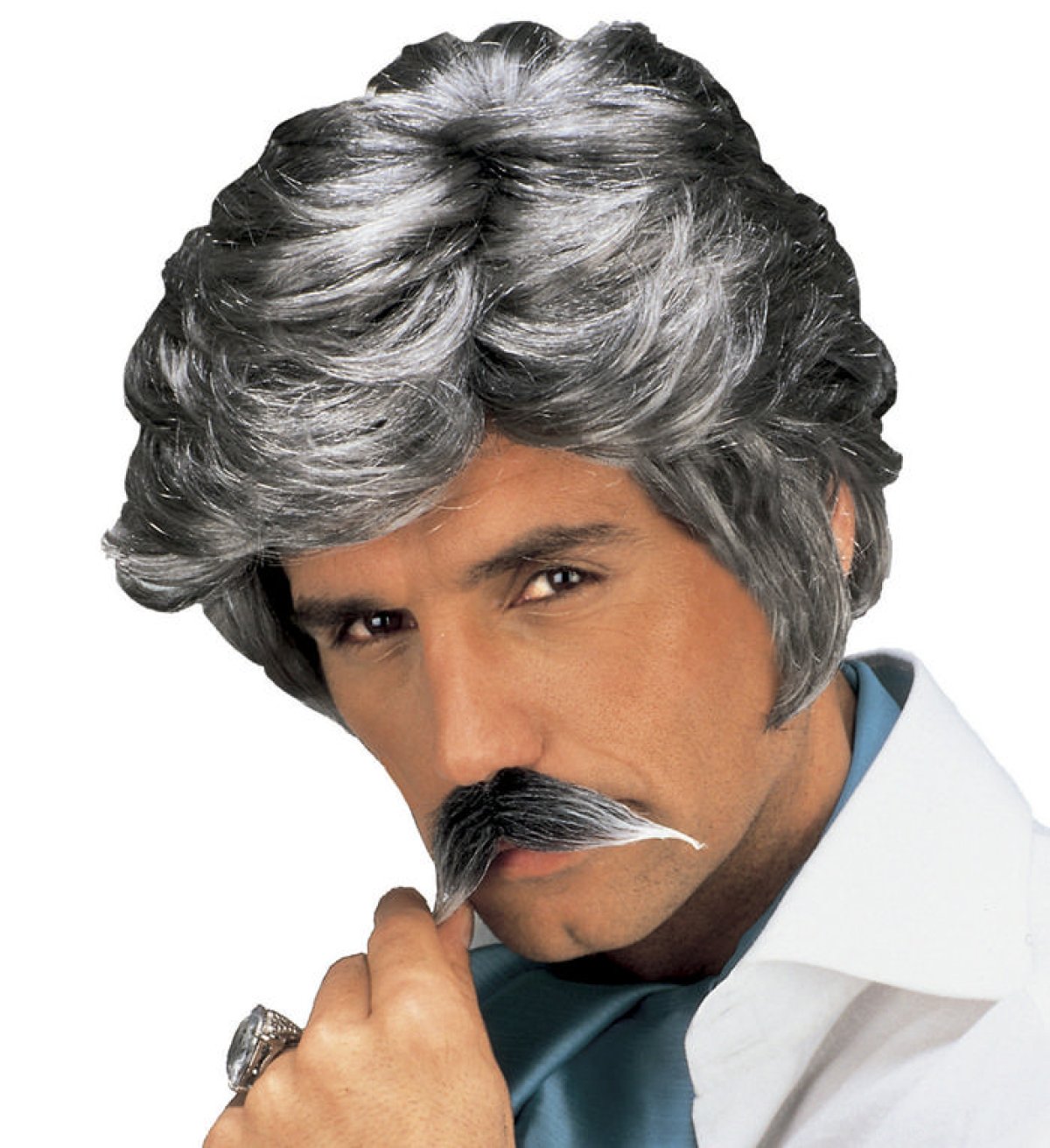 Casanova paryk m. moustache, Grå til 149 kr. på Temashop.dk