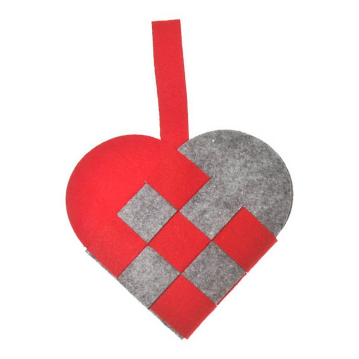 Filt Julehjerte Grå Rød til 19 kr. på Temashop.dk