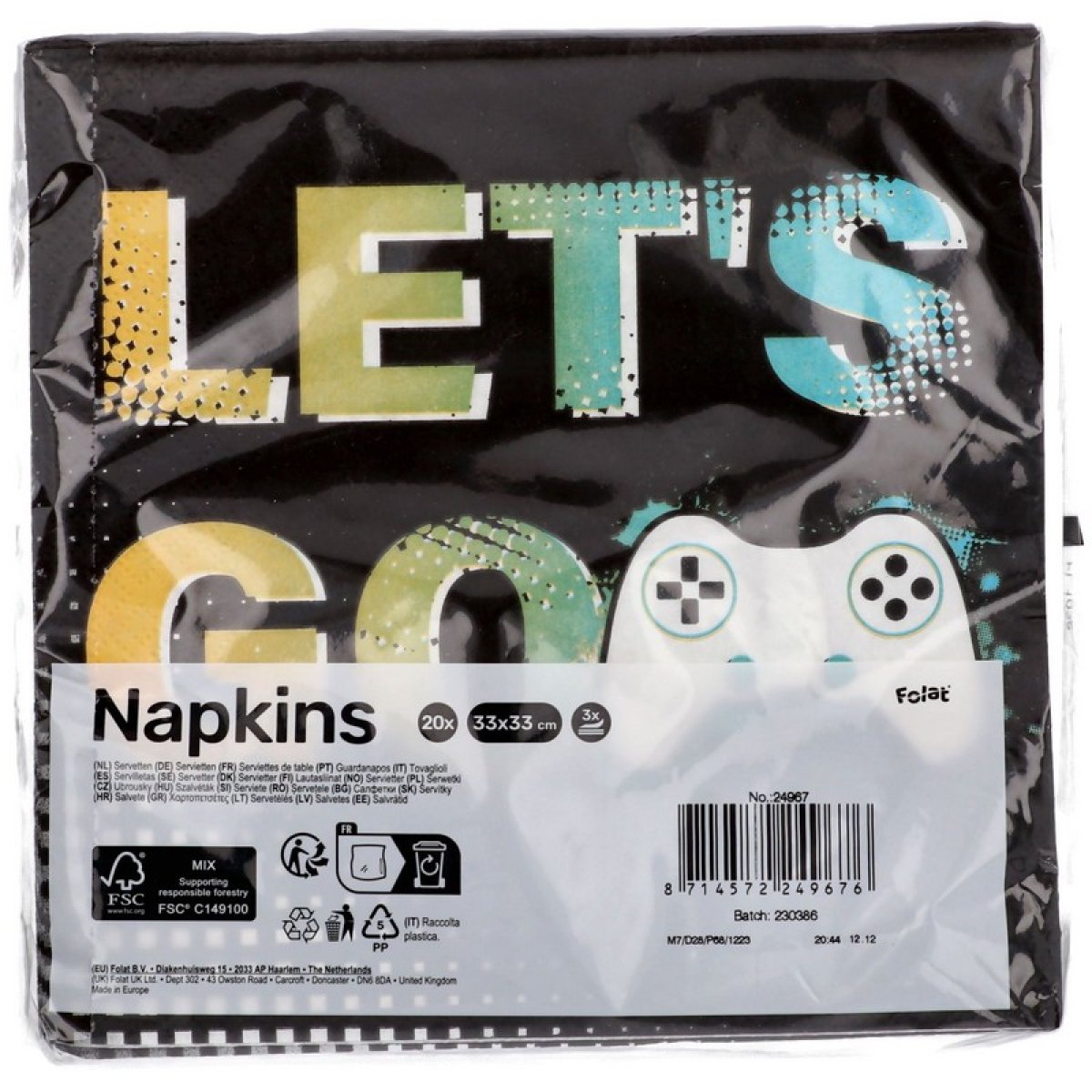 Level Up Gamer Servietter Sort til 29 kr. på Temashop.dk