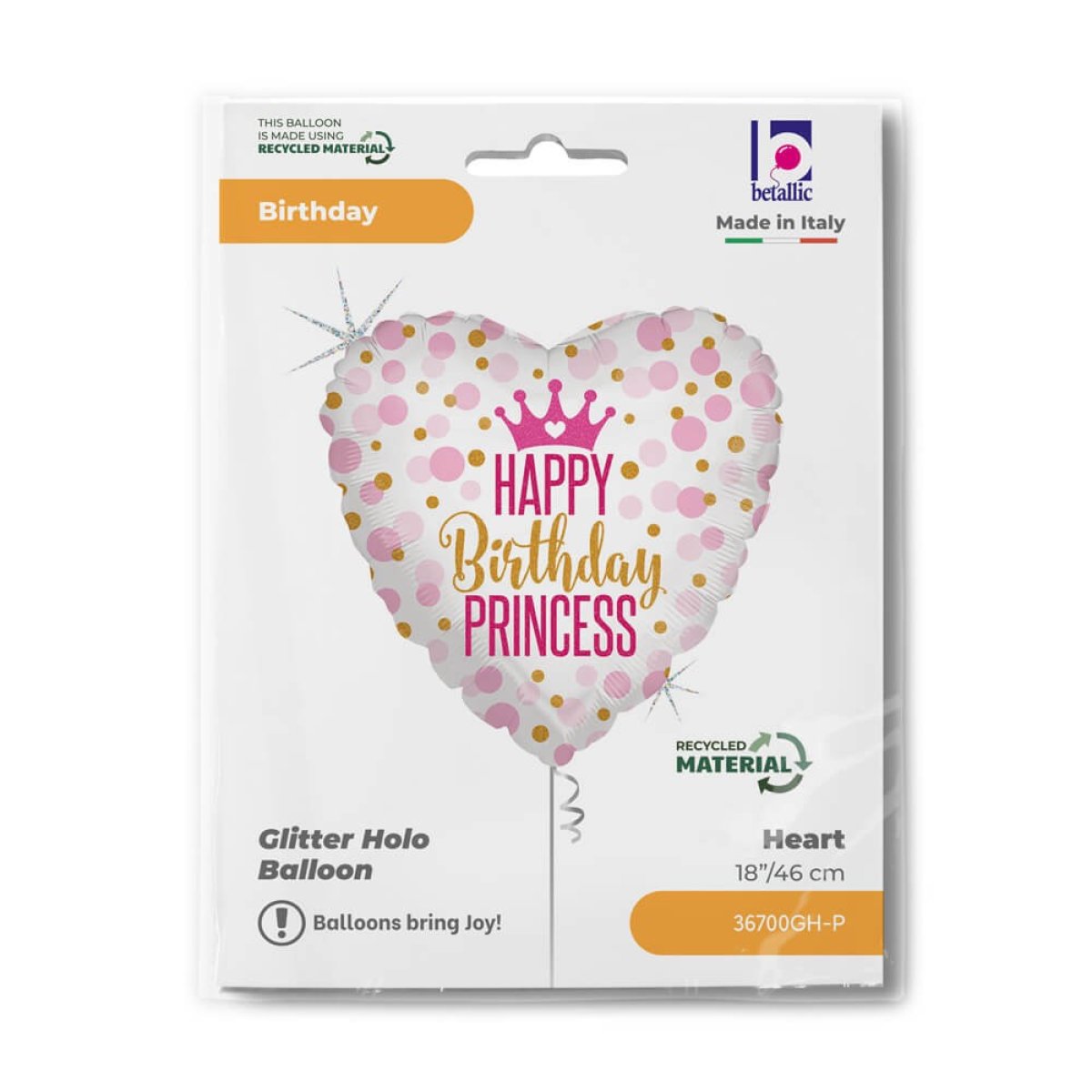 Happy Birthday Prinsesse Hjerte Folieballon til 39 kr. på Temashop.dk