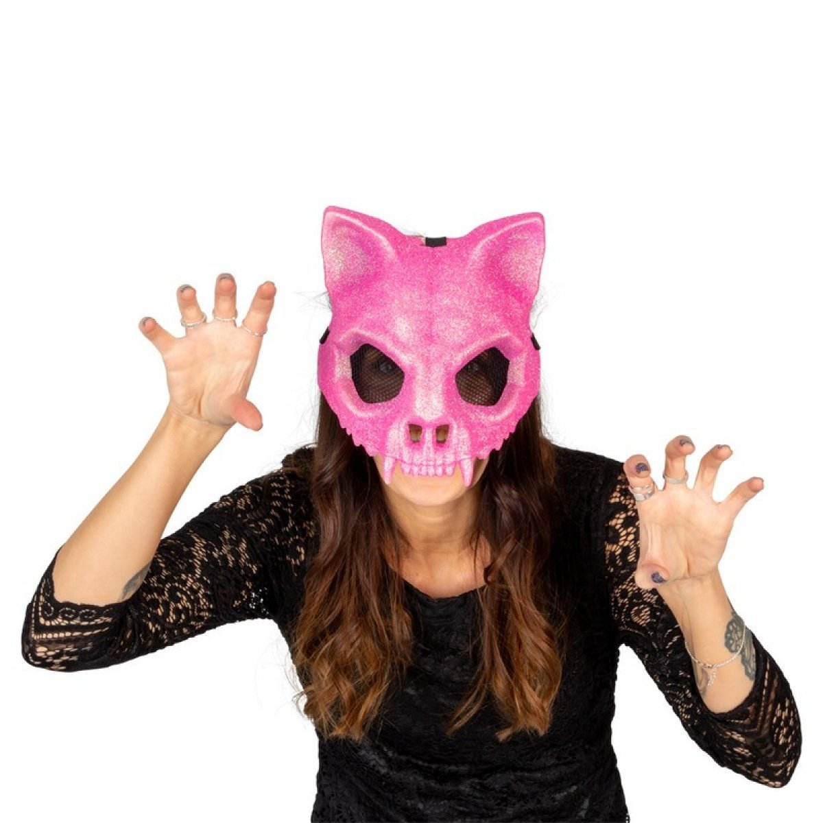 Kat Skelet Maske Lyserød til 99 kr. på Temashop.dk