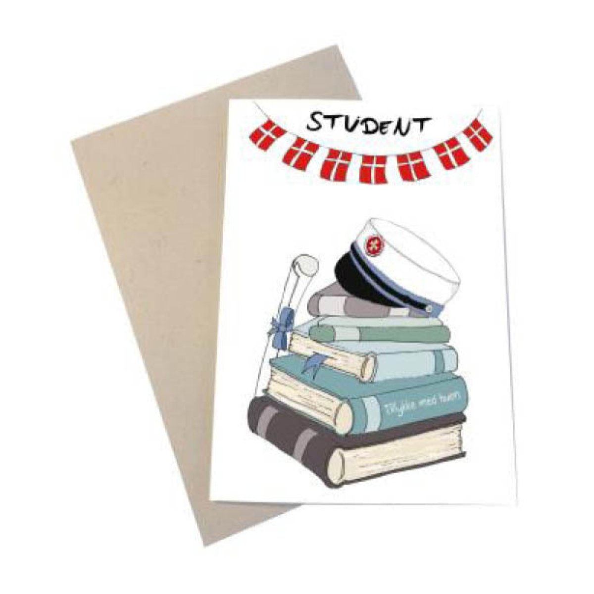 Tillykke Med Huen Student Kort Blå til 29 kr. på Temashop.dk