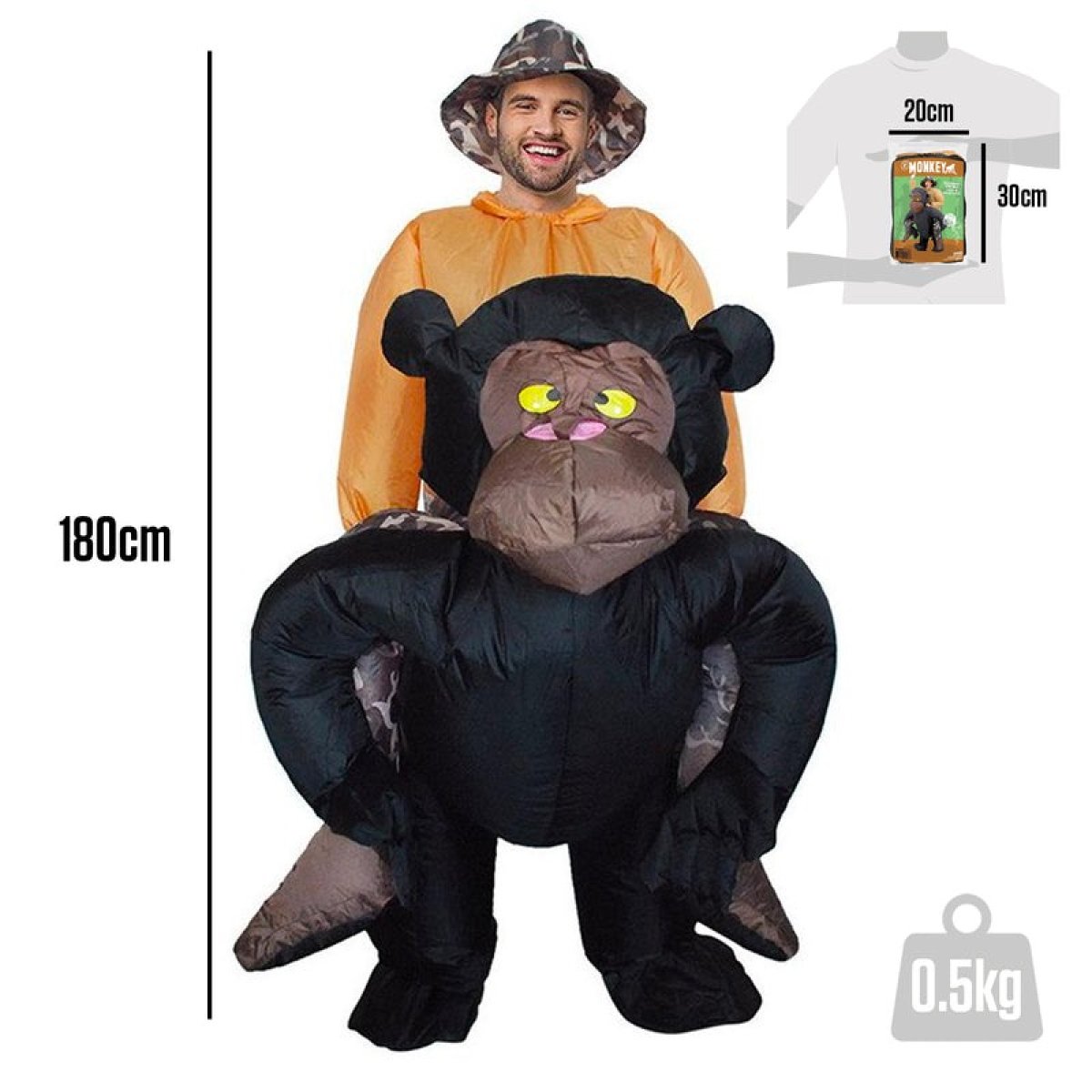 Oppustelig Gorilla Kostume til 449 kr. på Temashop.dk