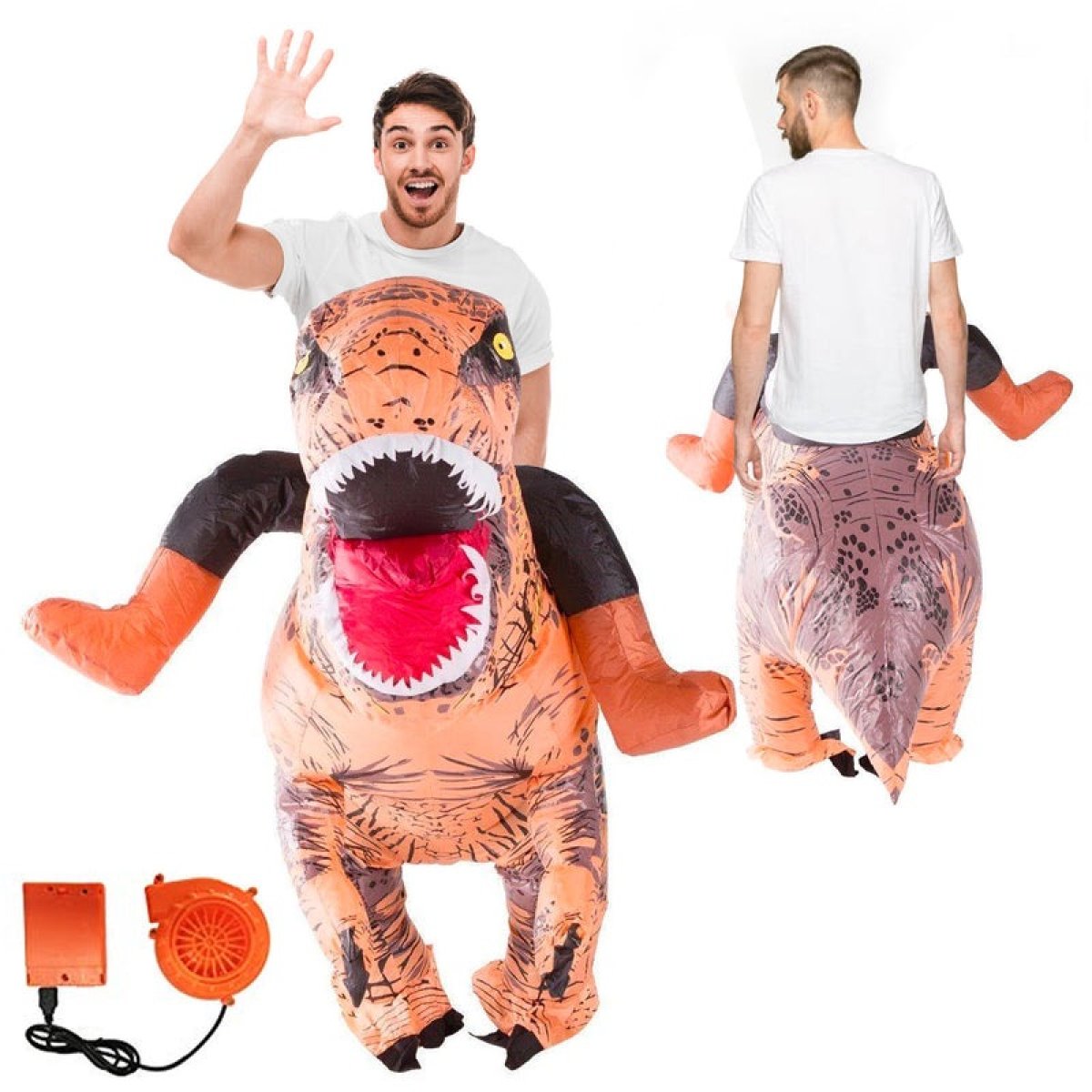 Oppustelig T-Rex Carry Me Kostume til 599 kr. på Temashop.dk