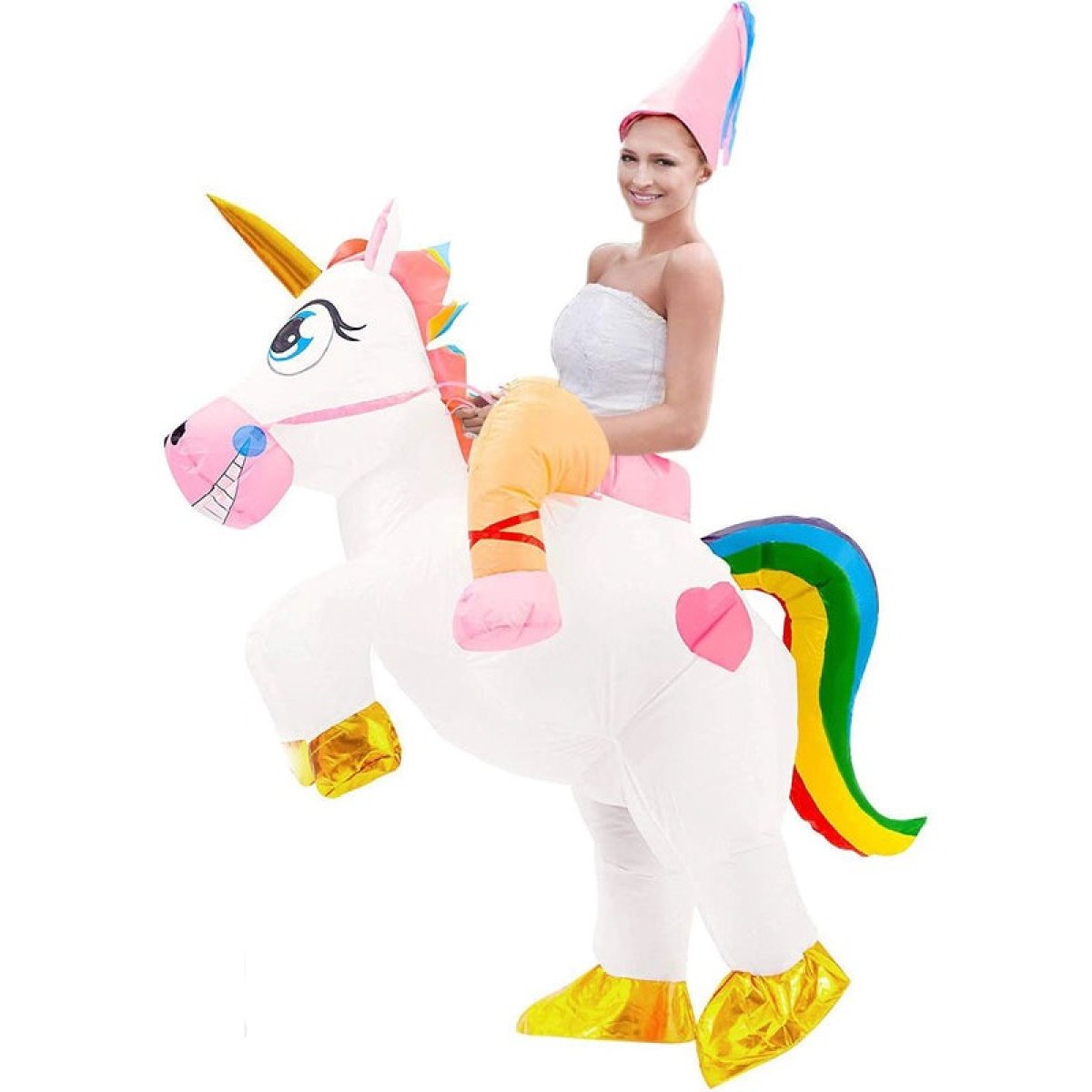 Oppustelig Enhjørning Kostume Regnbue til 449 kr. på Temashop.dk