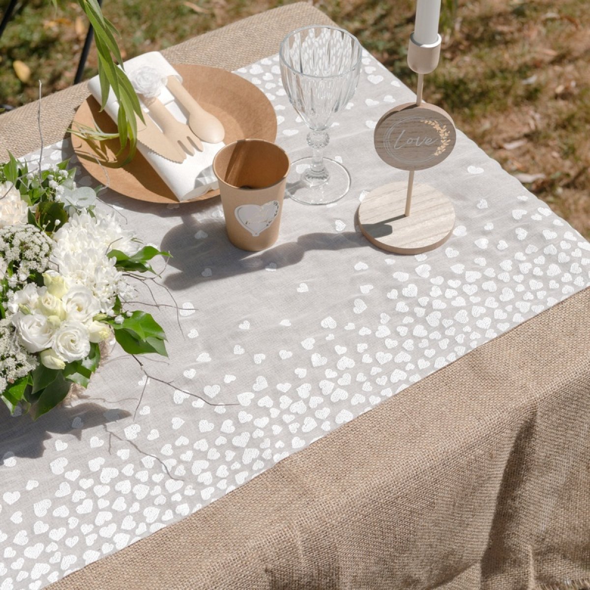 Hjerte Bordløber Hvid til 89 kr. på Temashop.dk