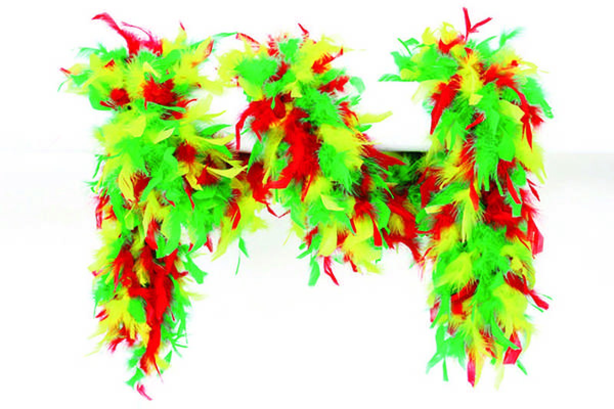 Køb Trefarvet boa, rød/gul/grøn til kun 69 kr | Temashop.dk