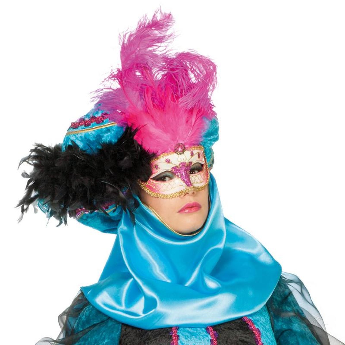 Venedig Maske Med Fjer Pink til 89 kr. på Temashop.dk