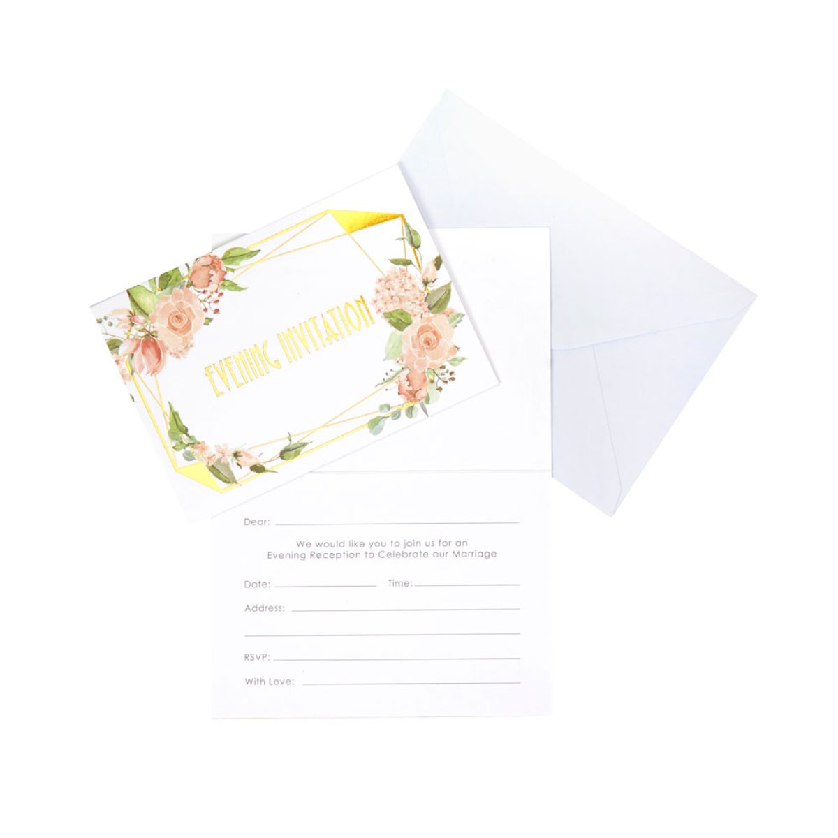 Bryllups Invitationer Geo Floral til 49 kr. på Temashop.dk