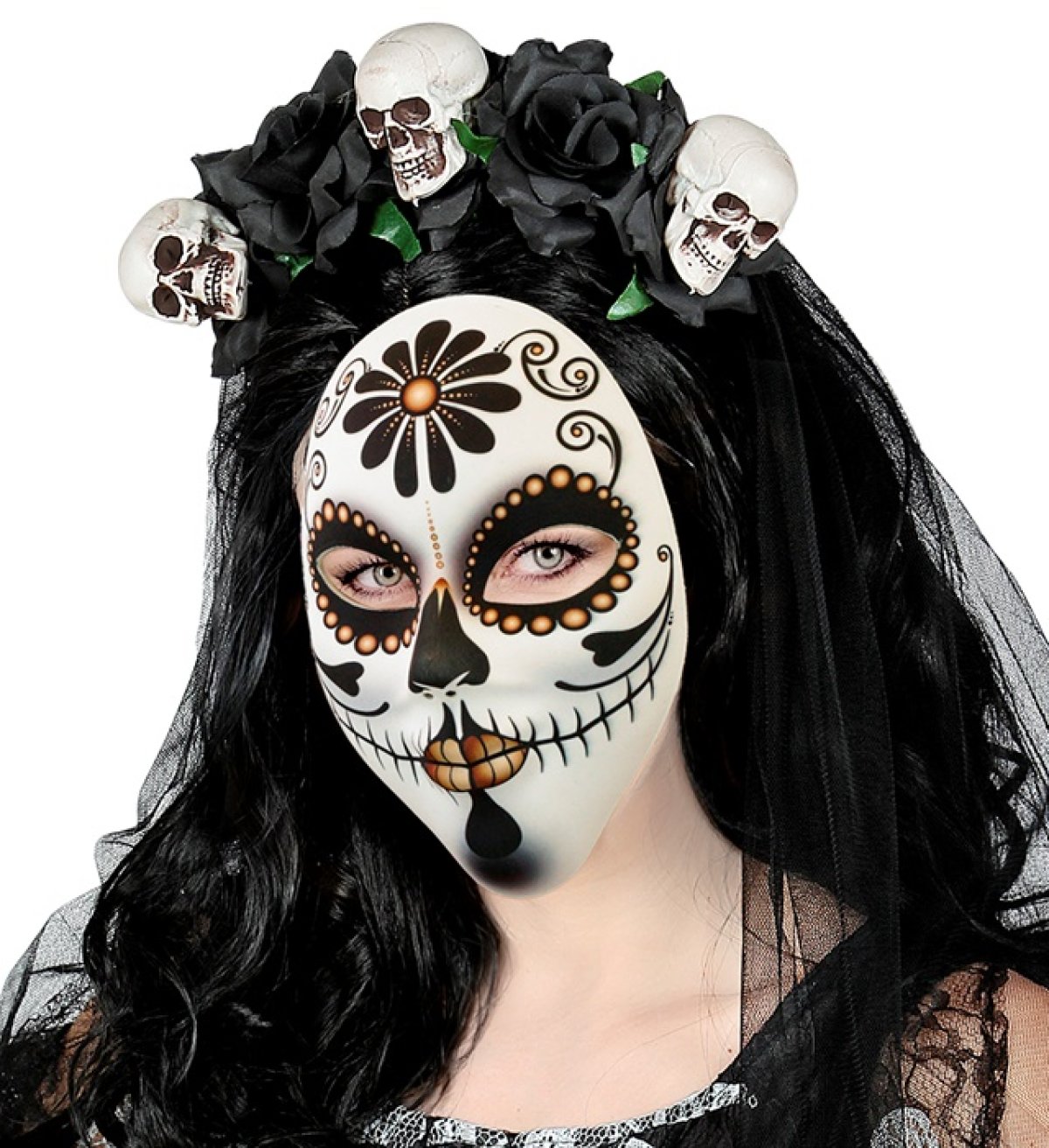 Dia de los Muertos Maske Sort/Orange til 49 kr. på Temashop.dk