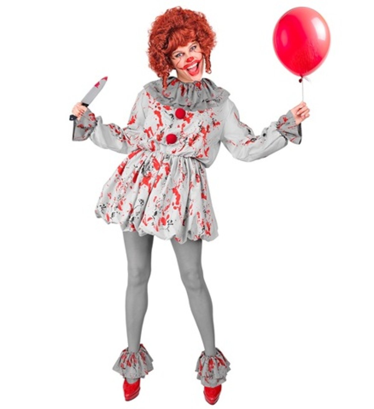 Blodig Horror Klovn Kostume Grå til 249 kr. på Temashop.dk