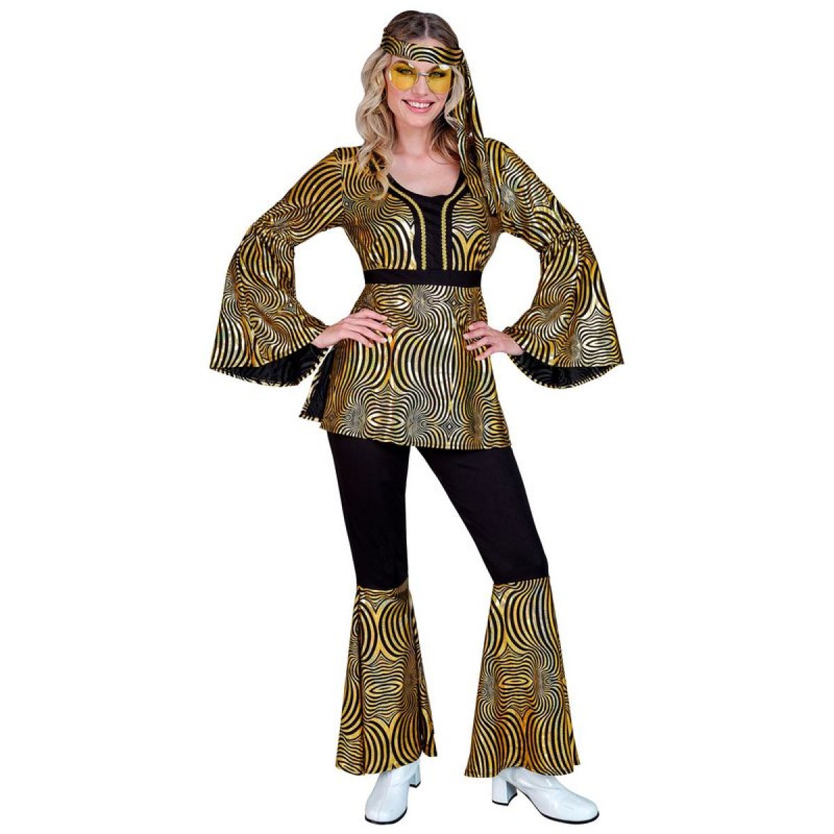 Guldstribet 70'er Disko Kostume til 399 kr. på Temashop.dk
