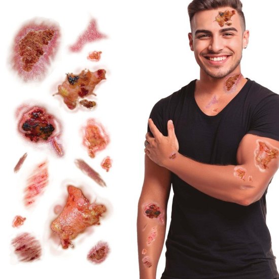 Zombie Sår Med Maddiker Falske Tatoveringer til 39 kr. på Temashop.dk