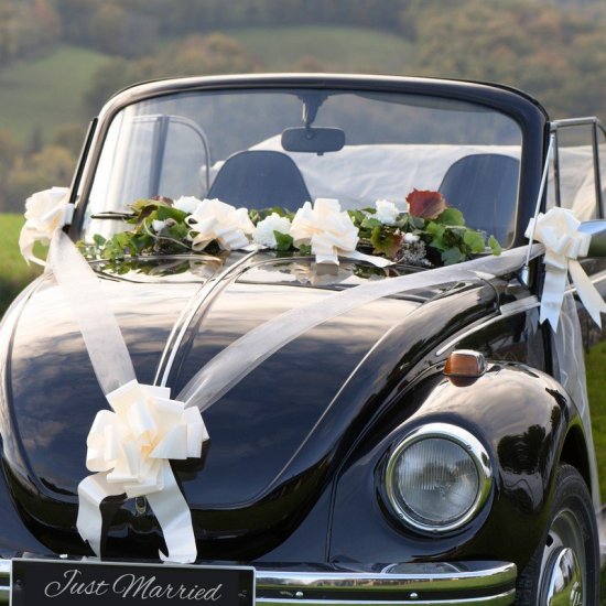 Bilpynt til bryllup - Køb pynt til bryllupsbil på Temashop.dk